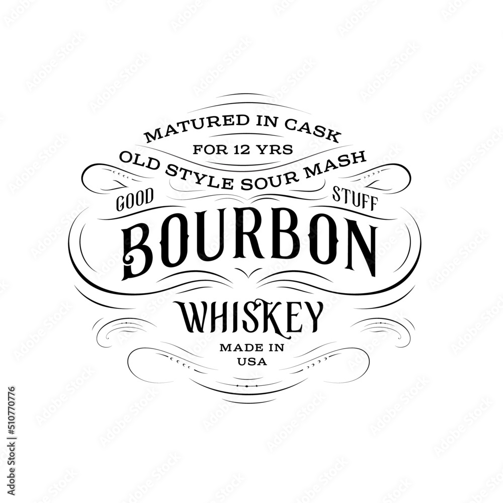 Ornate Bourbon Whiskey Logo in Vintage Style Stock Vector | Adobe Stock