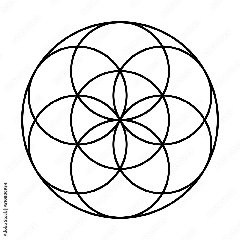 Seed of Life with protective coat. Ancient geometric figure, spiritual ...