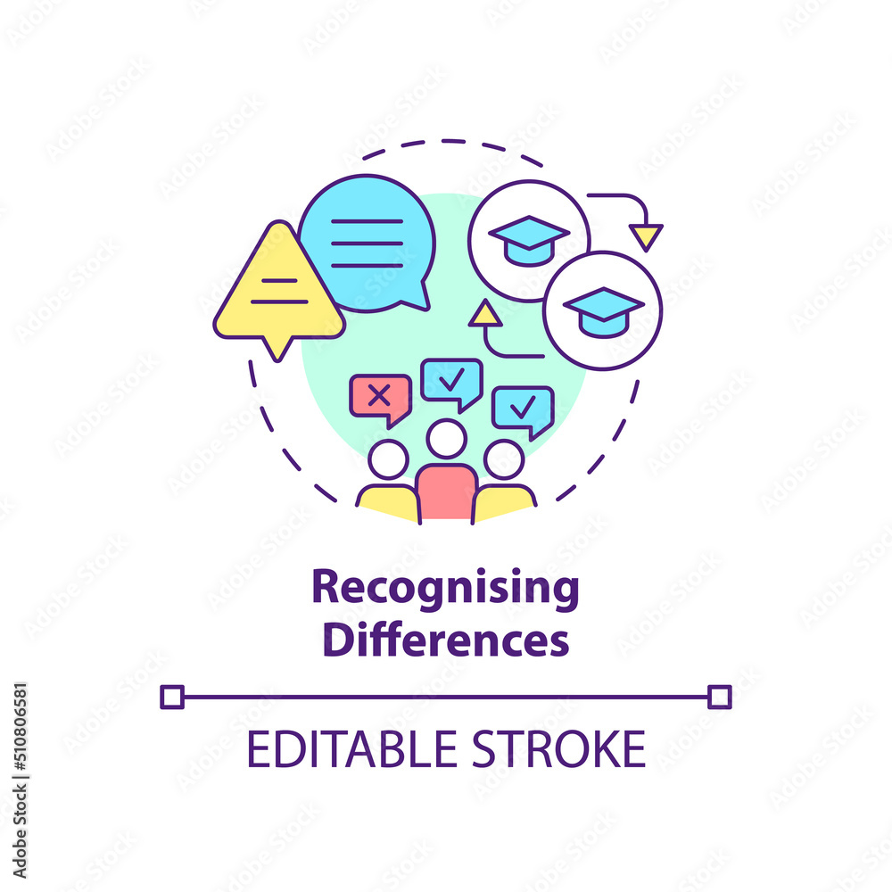 Recognising differences concept icon. Personal approach. Principle of ...