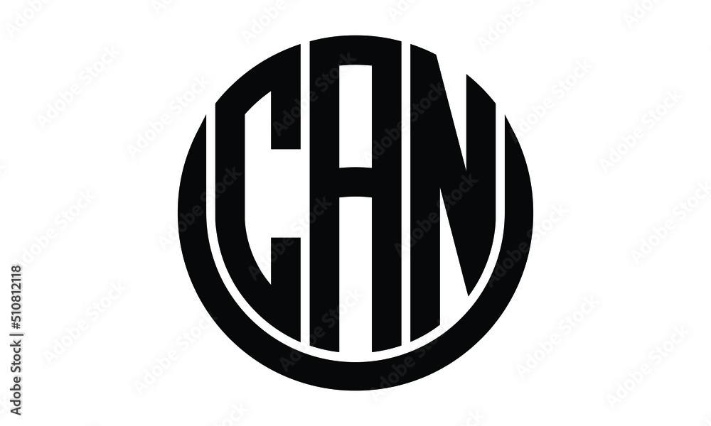 CAN three letter shield in circle logo design vector template. letter ...