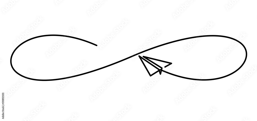 continuous line drawing of paper airplane flying infinity design for ...