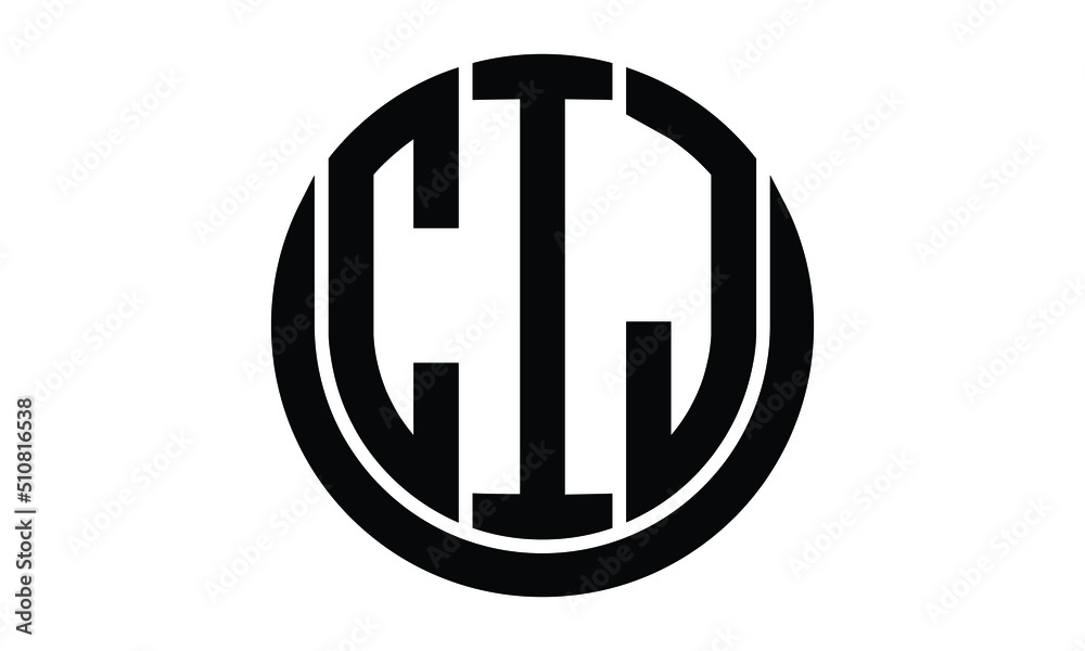 CIJ three letter shield in circle logo design vector template. letter ...
