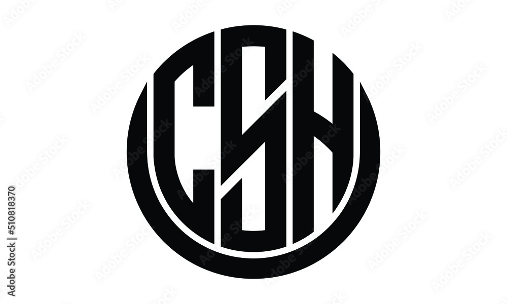 CSH three letter shield in circle logo design vector template. letter ...