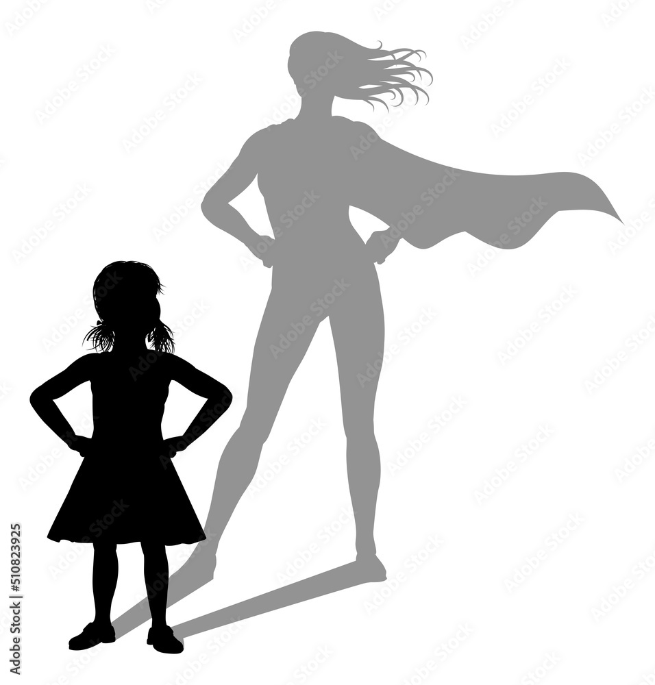 Superhero Child Kid With Super Hero Shadow Stock Vector | Adobe Stock