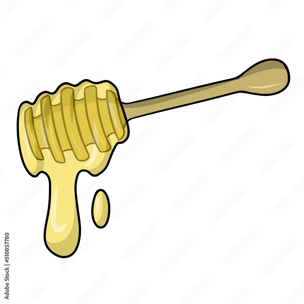 Wooden honey spoon, honey dripping from a honey stick, honey image ...