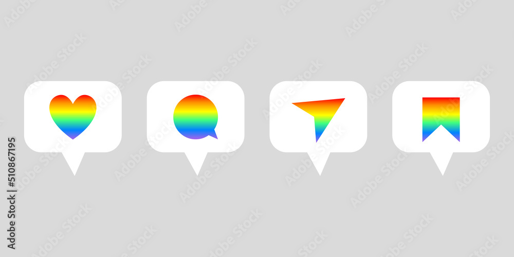 Rainbow Like comment share icons for social network slide - design ...