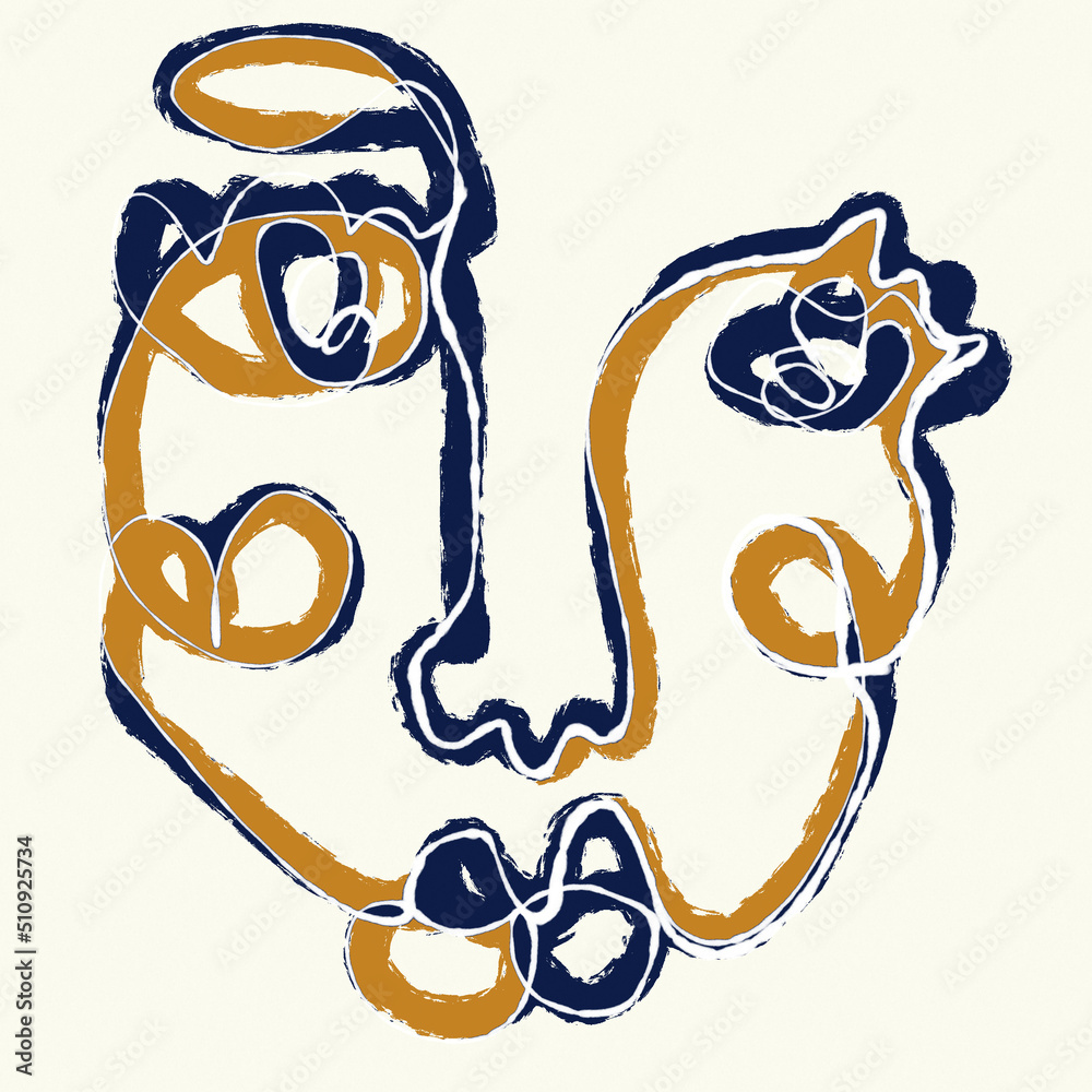 line art face drawing illustration Stock Illustration | Adobe Stock
