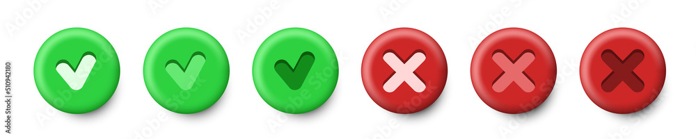 Cross and Tick symbols. Set of red and green icons Cancel and Check ...