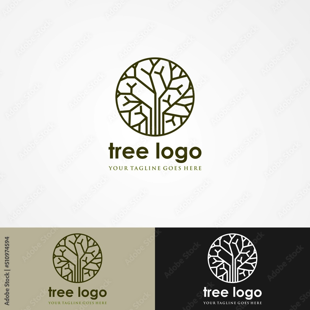 Ikon vektor pohon. Pohon alam vektor ilustrasi desain logo. 素材庫向量圖 ...