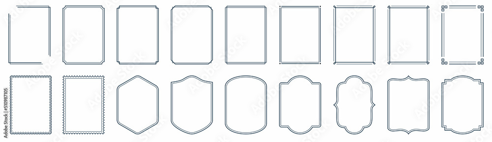 Set of simple line frames with double stroke. Easily editable vector ...
