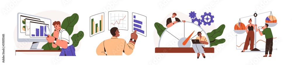 Image vectorielle Stock Benchmarking concept. Comparing business process, indicator, performance ...