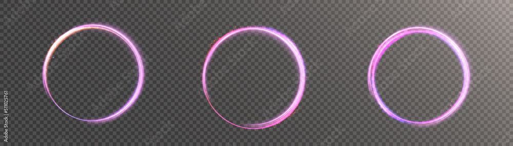Bright white circle, golden line light effect. Glowing golden circle ...
