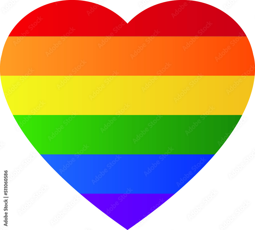 Pride month heart icon rainbow colorful striped lines elements , symbol ...