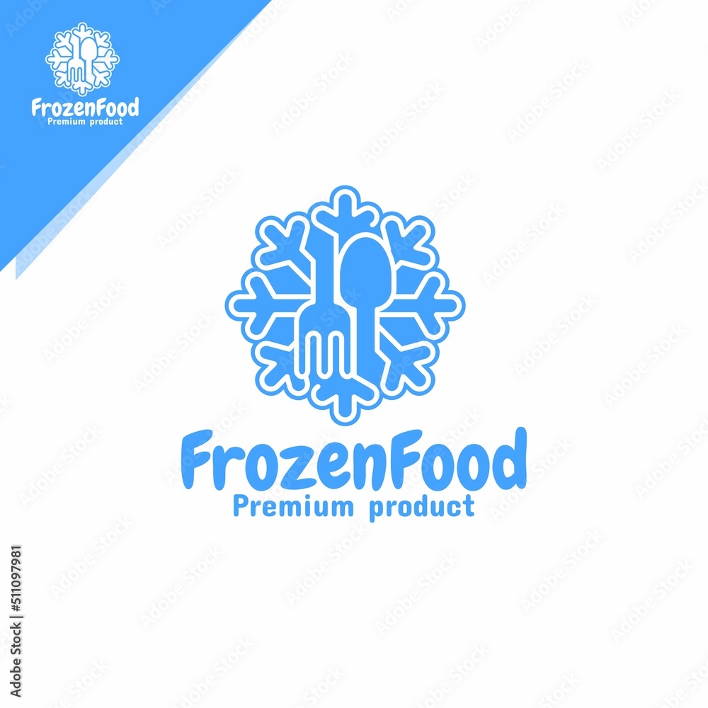 simple illustration of cutlery and ice. for frozen food logo or ...