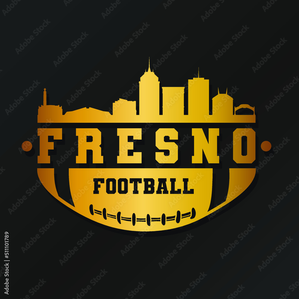 Vector de Stock Fresno, CA, USA American Football Gold Skyline City ...