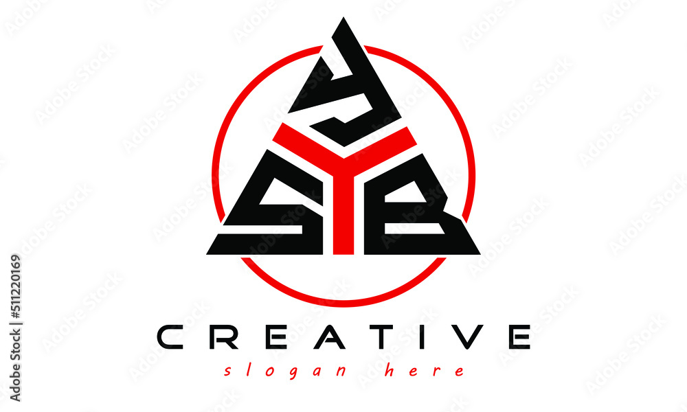 SYB three letter creative triangle shape in circle logo design vector ...