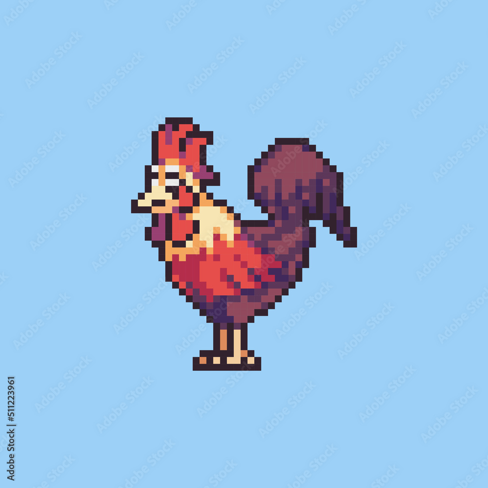 Fully editable pixel art vector illustration Chicken for game ...