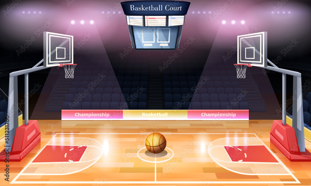 Basketball Court Cartoon Illustration Stock Vector | Adobe Stock