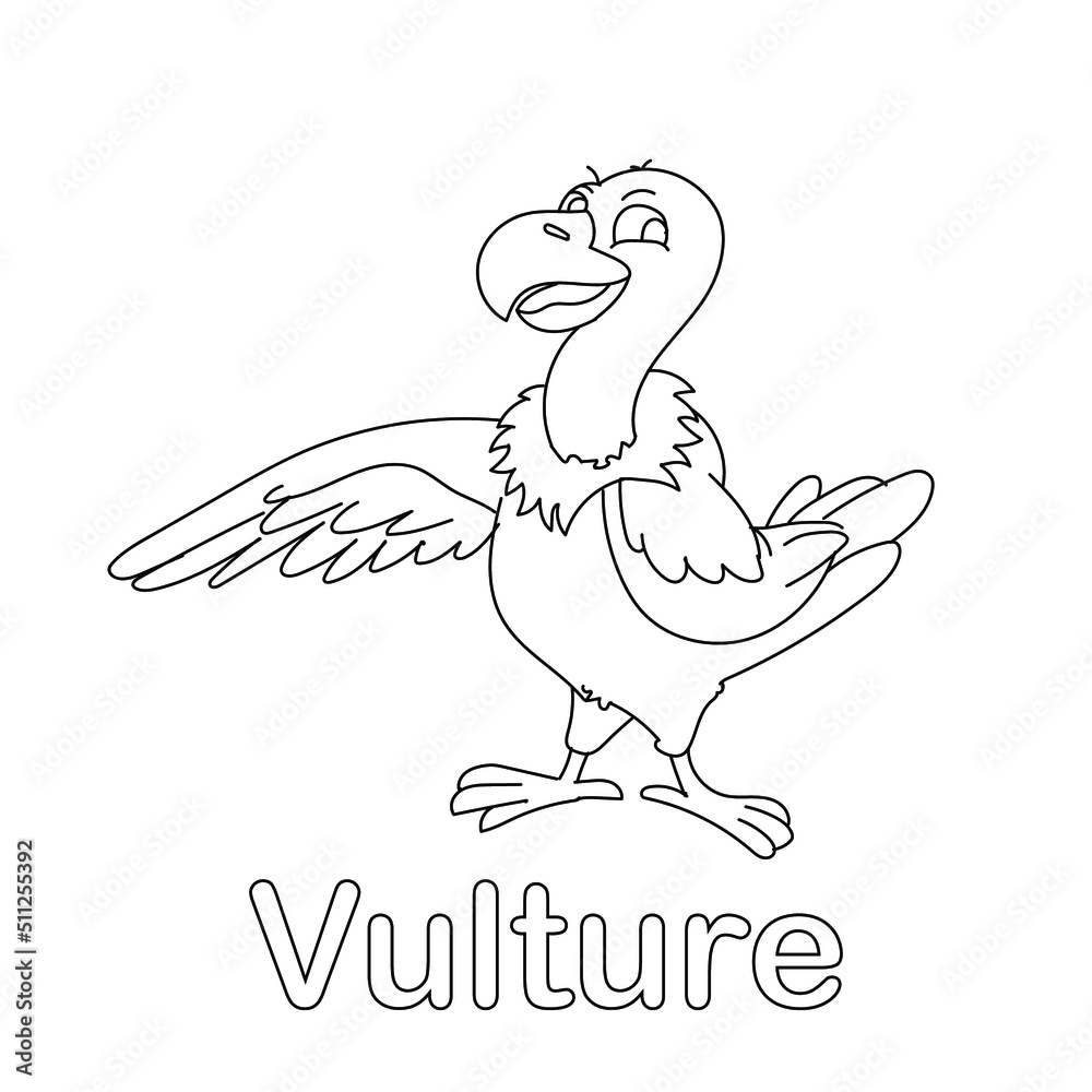 Vulture coloring page line art animal vector Stock Vector | Adobe Stock