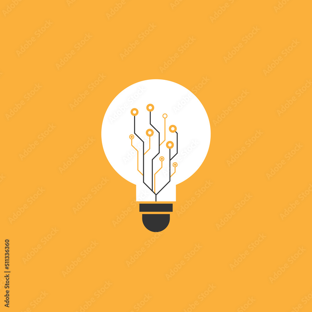 Logo, light bulb icon with electrons, filaments, for businesses related ...