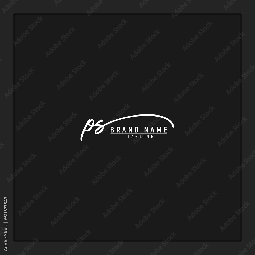 initials PS logo design signature monogram handwriting vector graphic ...