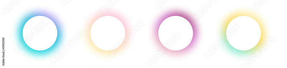 Shining circle frame with gradient isolated on white background. Fluid vivid color gradients ...