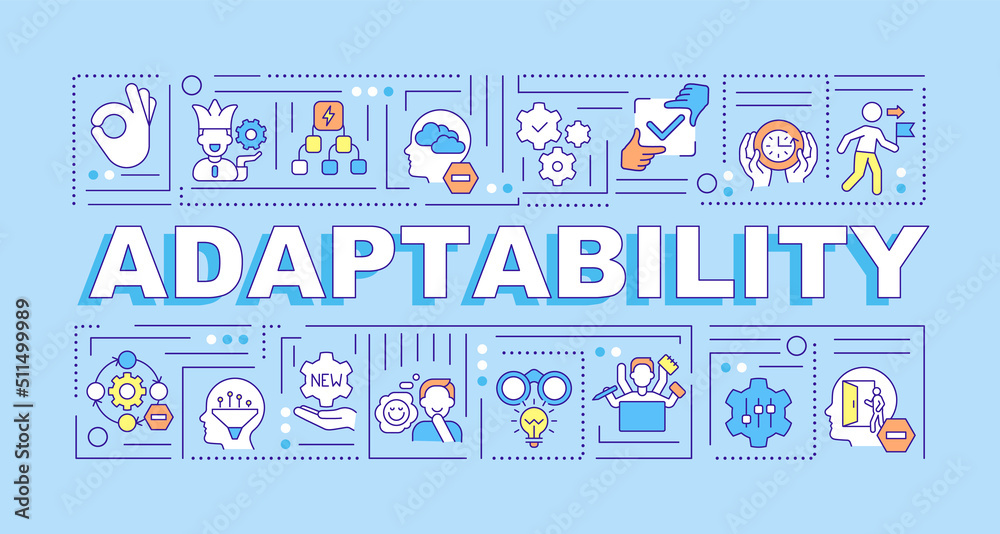 Adaptability word concepts blue banner. Ready for changes. Infographics ...