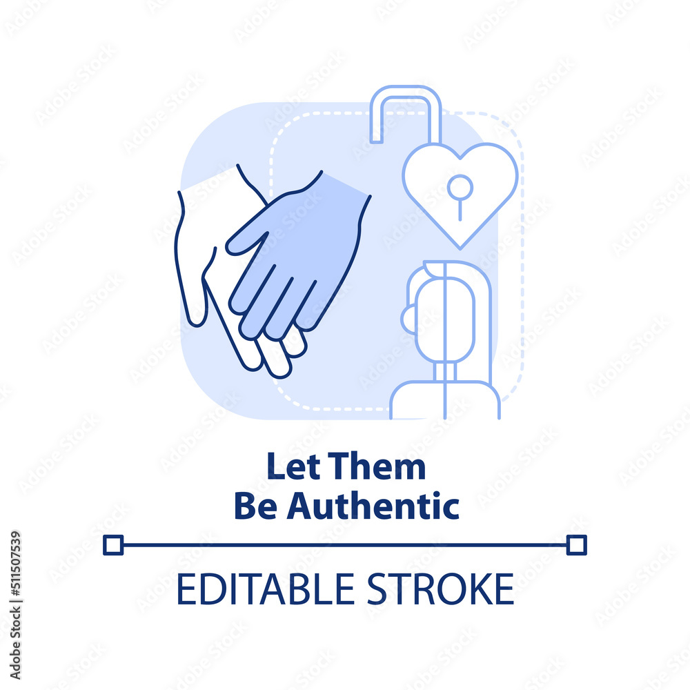 Let them be authentic light blue concept icon. Self-expression ...