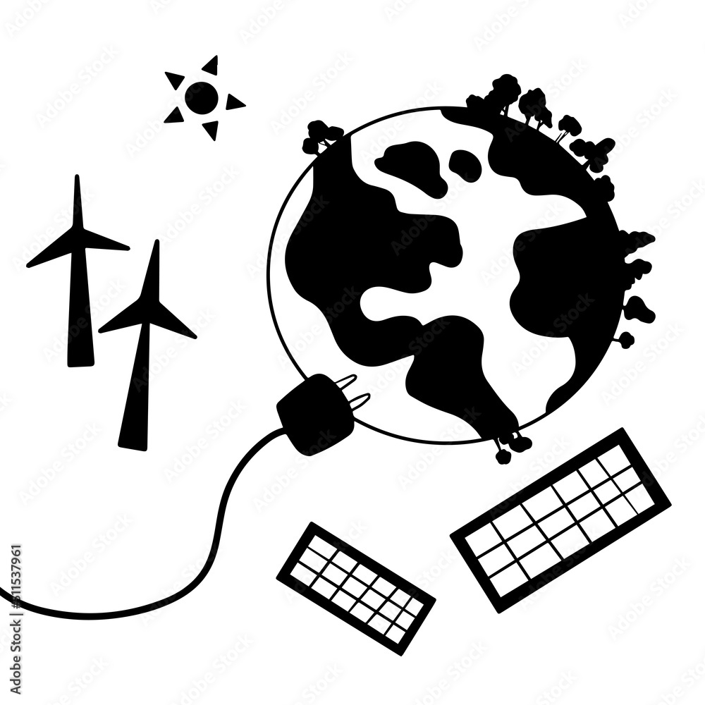 Ecological concept. Renewable energy sources. Development of green ...