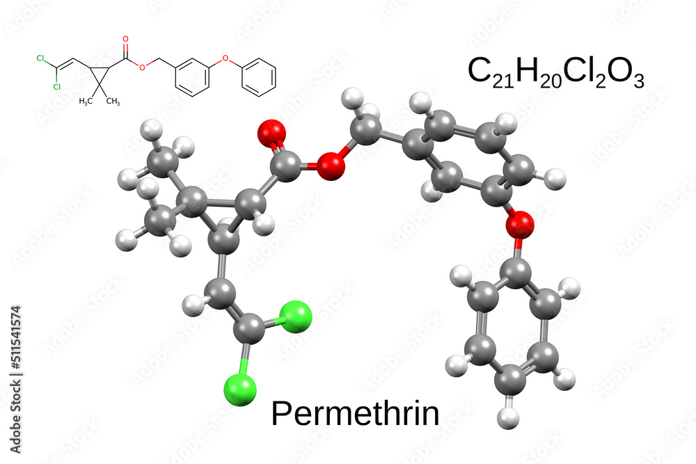 Chemical formula, skeletal formula, and 3D ball-and-stick model of ...