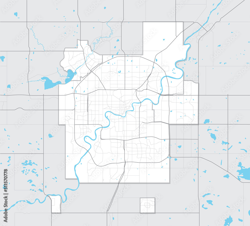 Simple map of Edmonton Alberta, Canada. Tourism map of Edmonton ...