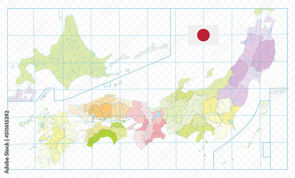 Detailed Political Map of Japan Stock Vector | Adobe Stock