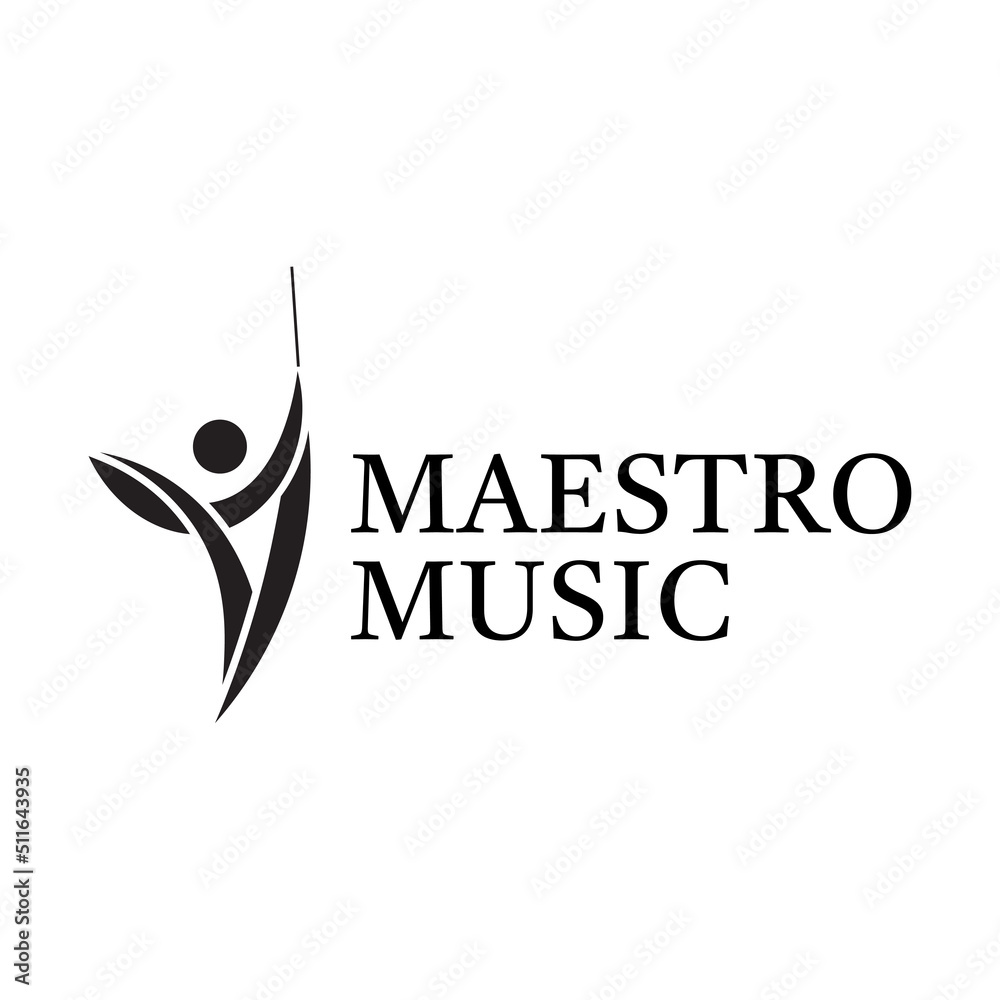 Maestro Orchestra Music Vector Logo With Conductor Illustration. Stock ...