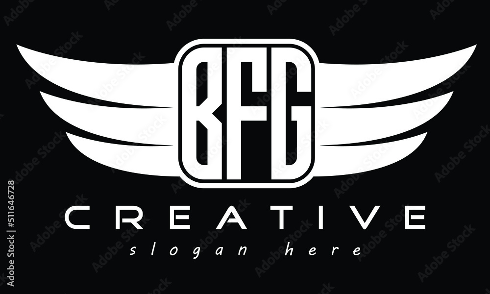 BFG three-letter Wing minimal typography font Monogram emblems flying ...