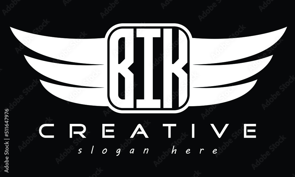 BIK three-letter Wing minimal typography font Monogram emblems flying ...