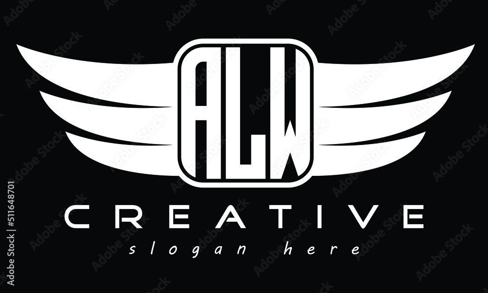 ALW three-letter Wing minimal typography font Monogram emblems flying ...