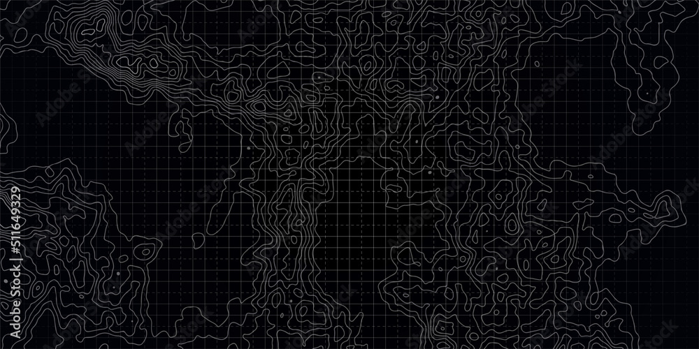 Dark Grey Topography Contour Map With Relief Elevation. Topographic ...
