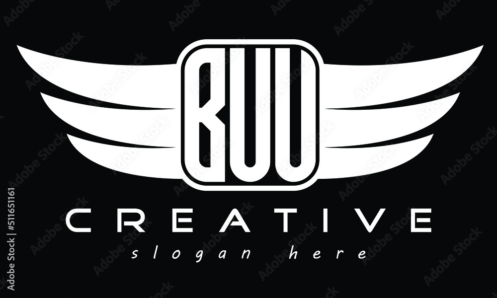 BUU three-letter Wing minimal typography font Monogram emblems flying ...