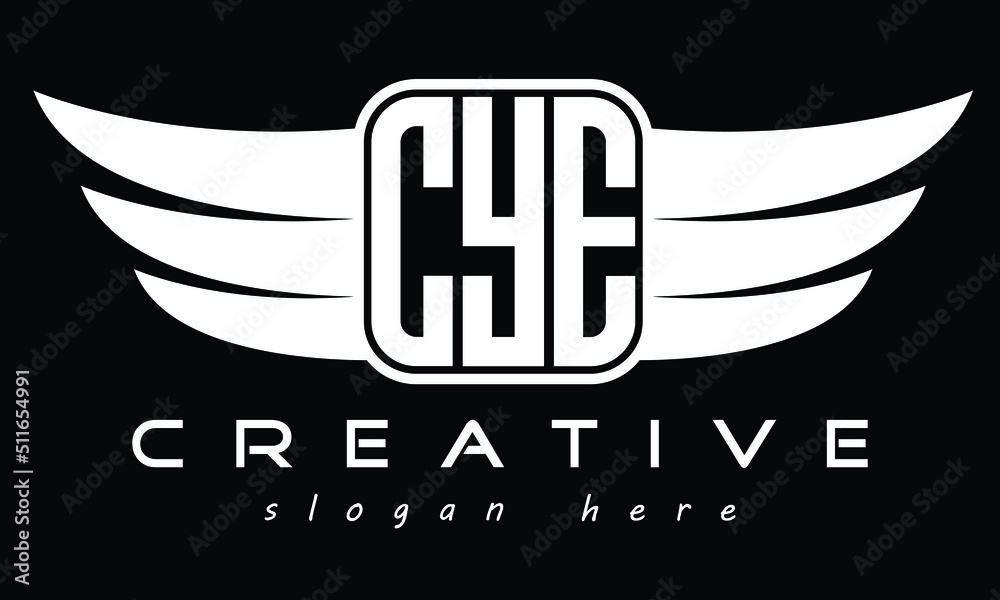 CYE three-letter Wing minimal typography font Monogram emblems flying ...