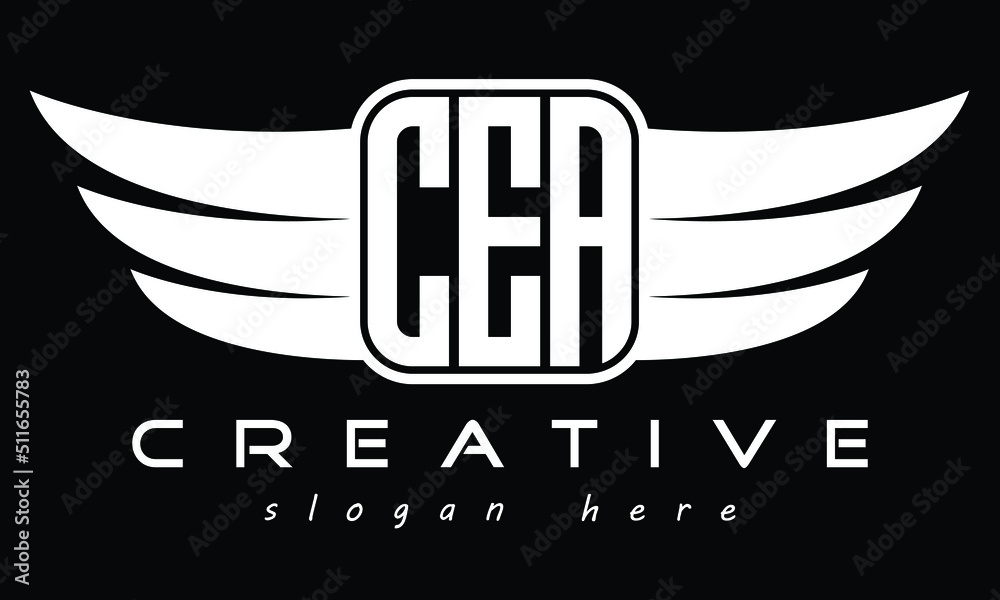 CEA three-letter Wing minimal typography font Monogram emblems flying ...
