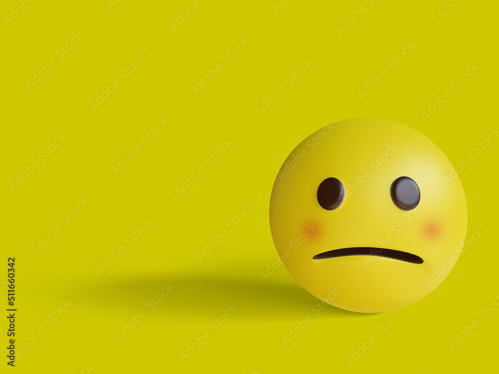 3d illustration, sad face emoji Stock Illustration | Adobe Stock