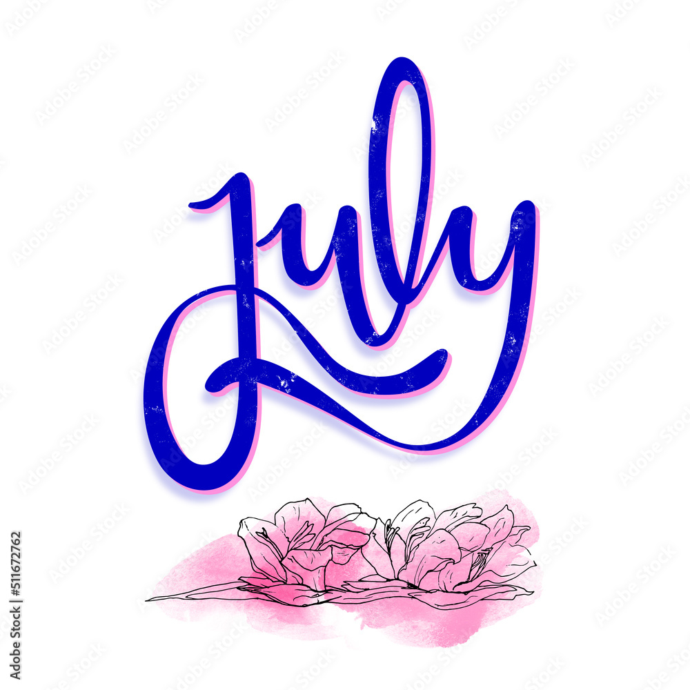 Stockillustratie Cartel tipo Lettering "July". Letrero de letras ...