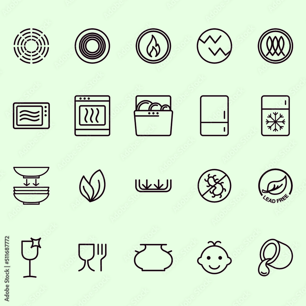 Symbols of food-grade metal indicate the properties and destination of ...