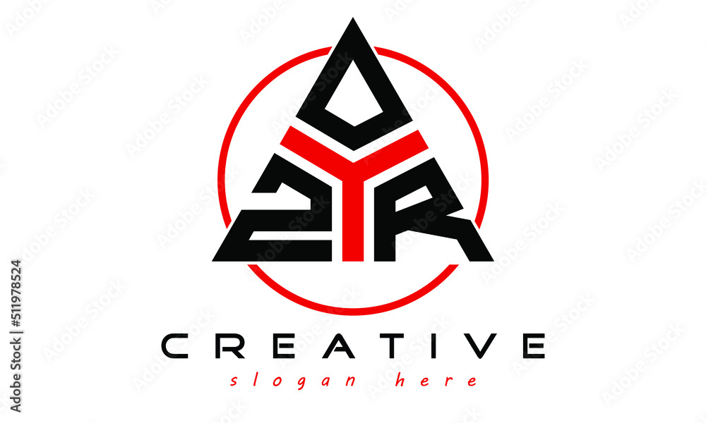 Vector de Stock ZOR three letter creative triangle shape in circle logo ...