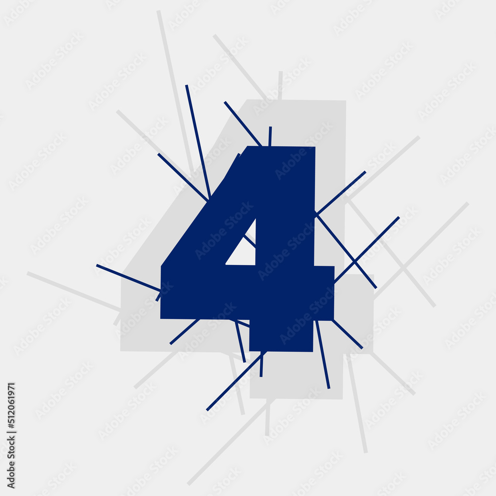 4 Numeric text conceptual logo vector design. Four number with line ...