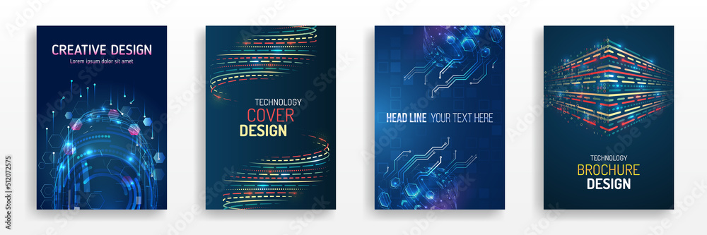 Vetor Modern cover design using tech elements and data visualization ...