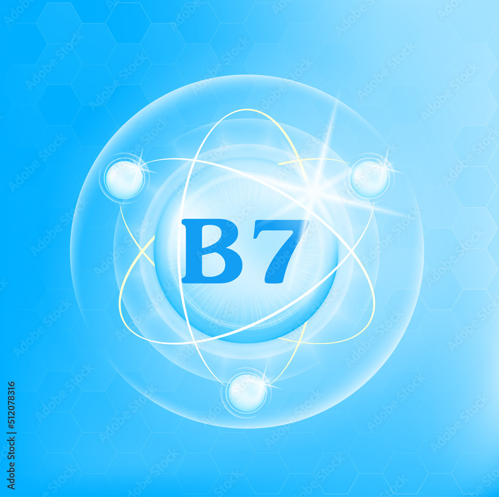 Vector de Stock Vitamin B7 icon structure light blue substance. Drug ...