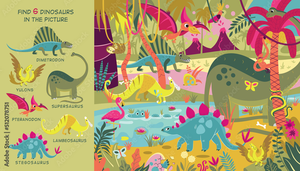 Jurassic Park. Find all the dinosaurs in the picture. Hidden Object ...