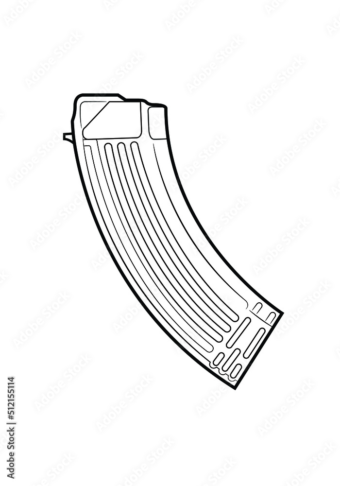 Vector illustration of a thirty-round soviet assault rifle magazine ...