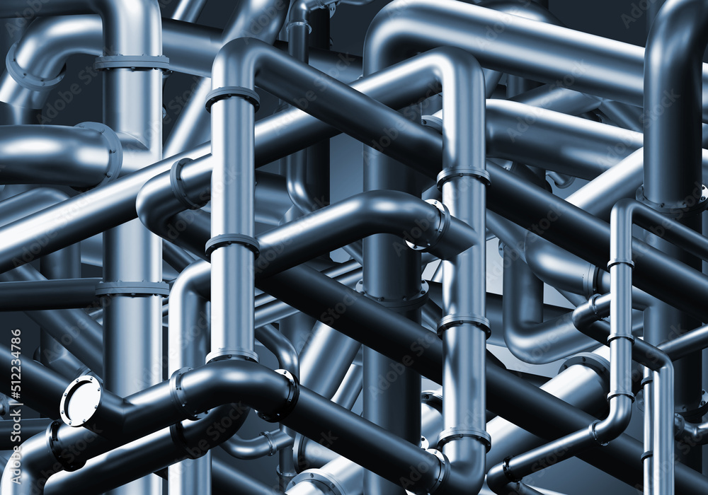 Textura pipes. Intertwining steel pipes Background. Labyrinth of pipes ...